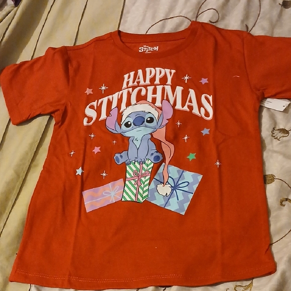Disney | Shirts & Tops | Disney Red Stitch Happy Stitchmas Kids Tee ...